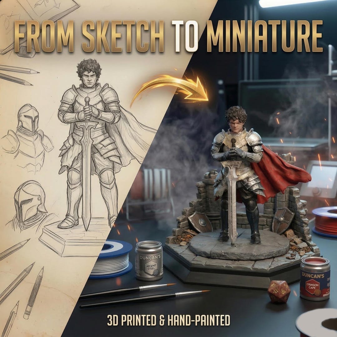 CUSTOM Miniature | Personalized Rpg Character From Sketch | Resin 3D ...