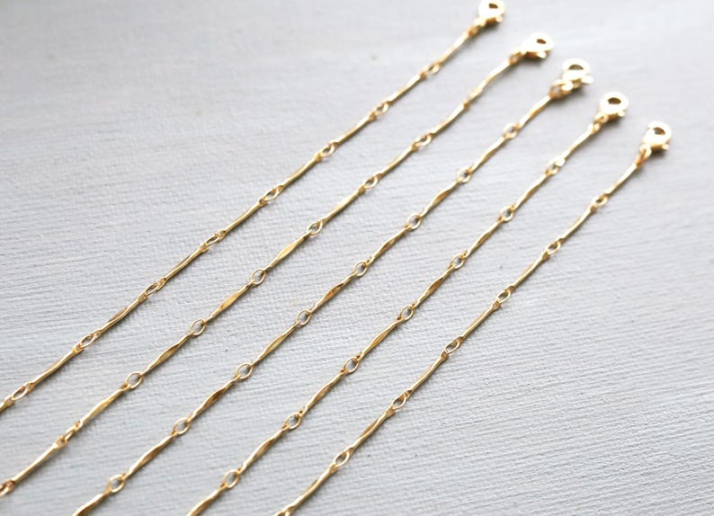 Brass Gold Skinny Twisted Bar Chain Bracelet. Ready to Wear Link Chain ...
