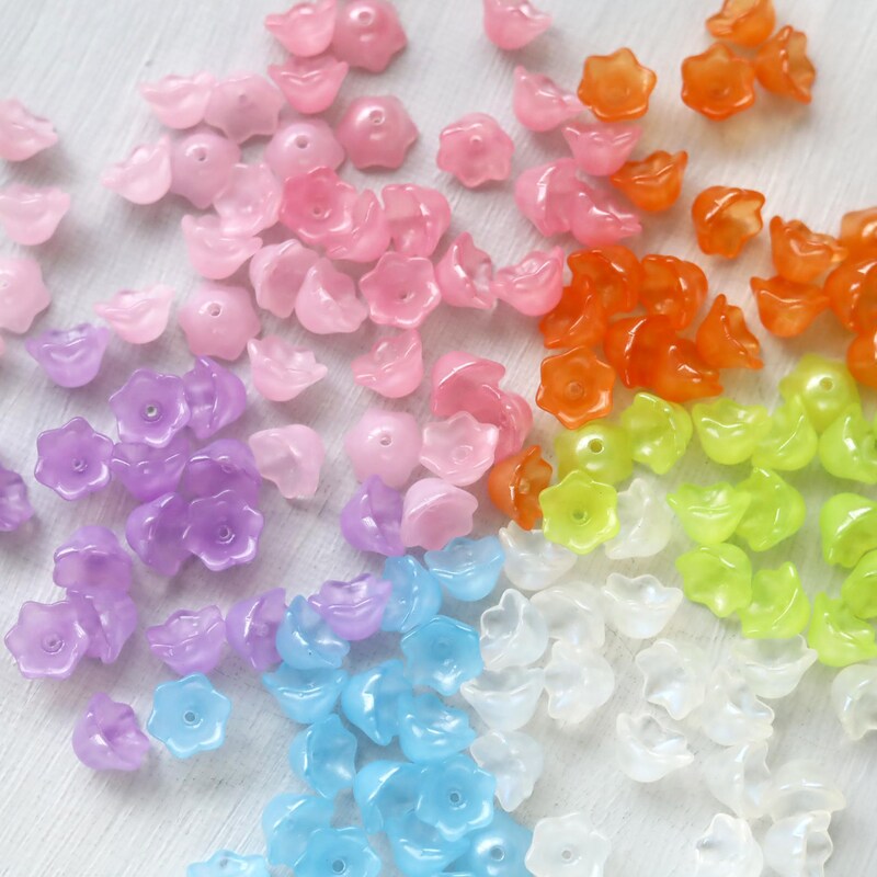 Glass White Flower Bead - Etsy UK