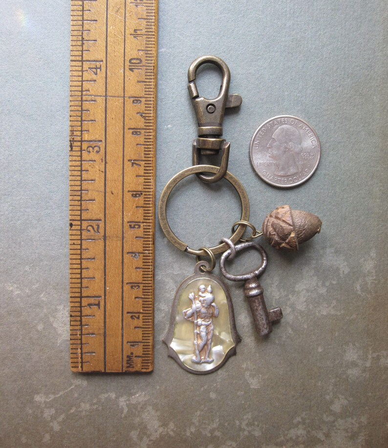 St. Christopher Key Chain / Gift for Traveler / Vintage Religious Medal ...