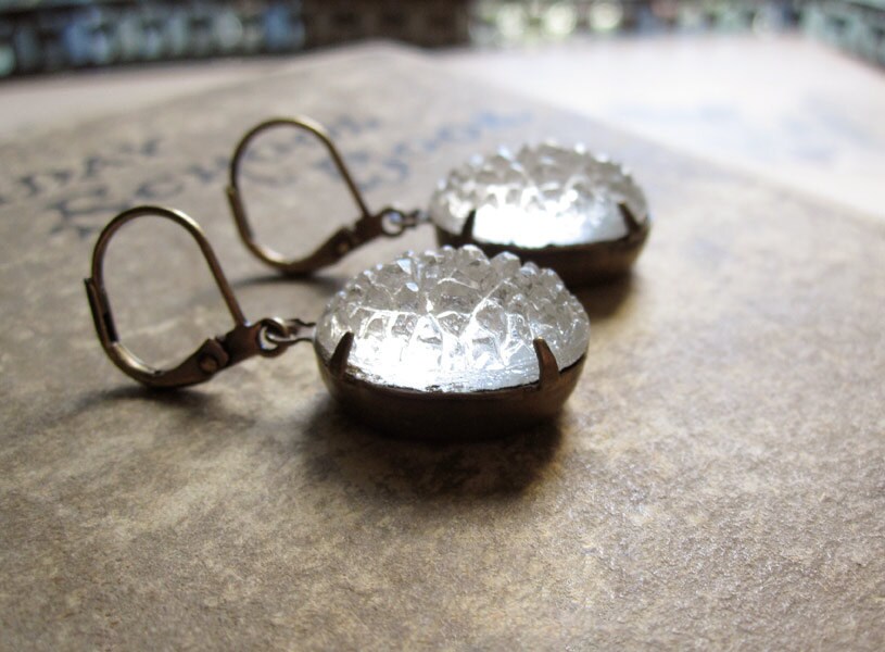 Sugar Jewel Earrings / Frosted Glamour / White Wedding Jewelry - Etsy