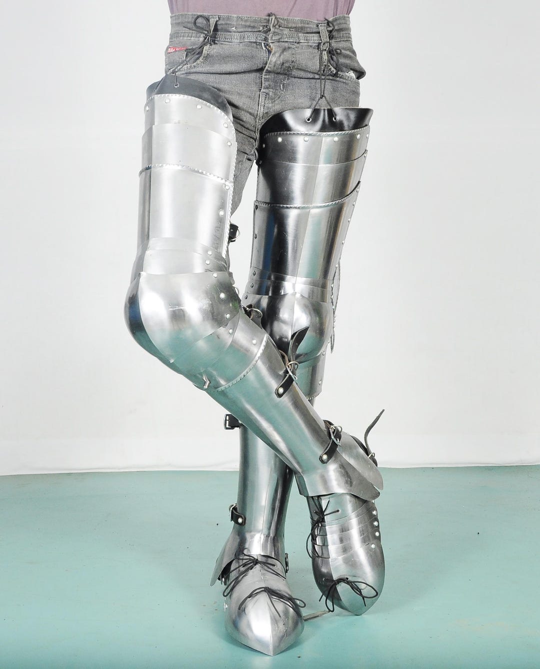 Handcrafted Medieval Steel Leg Armor Full Leg Protection With Knee and ...