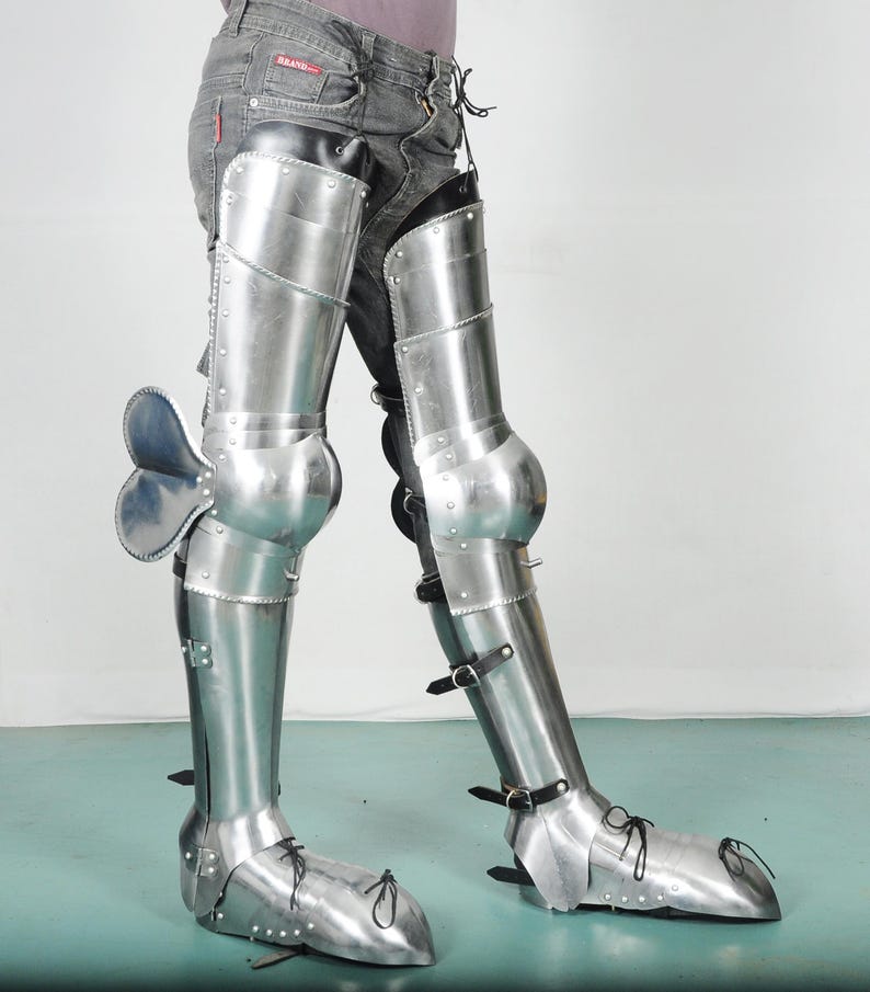 Handcrafted Medieval Steel Leg Armor Full Leg Protection With Knee and ...