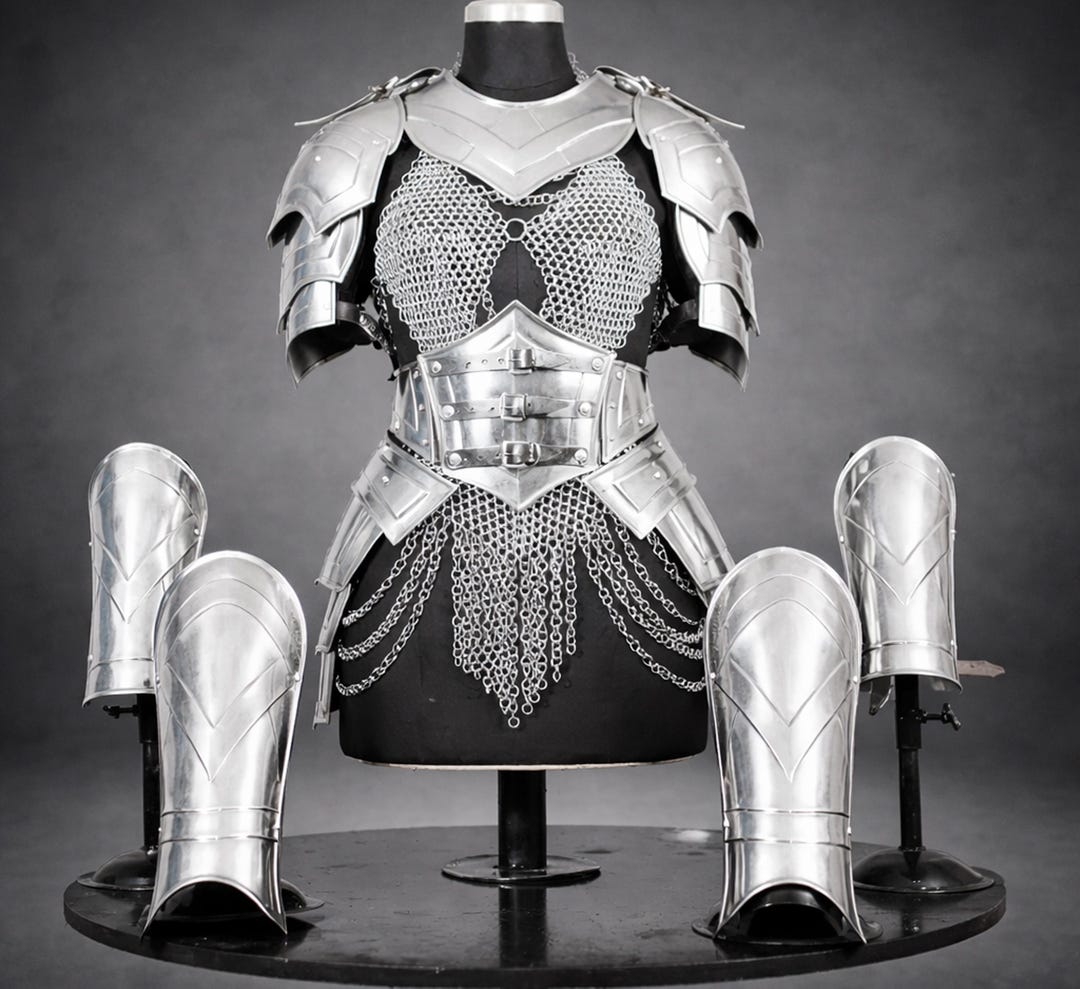 Women's Medieval Knight Steel Cuirass Armor Set: Chainmail LARP ...
