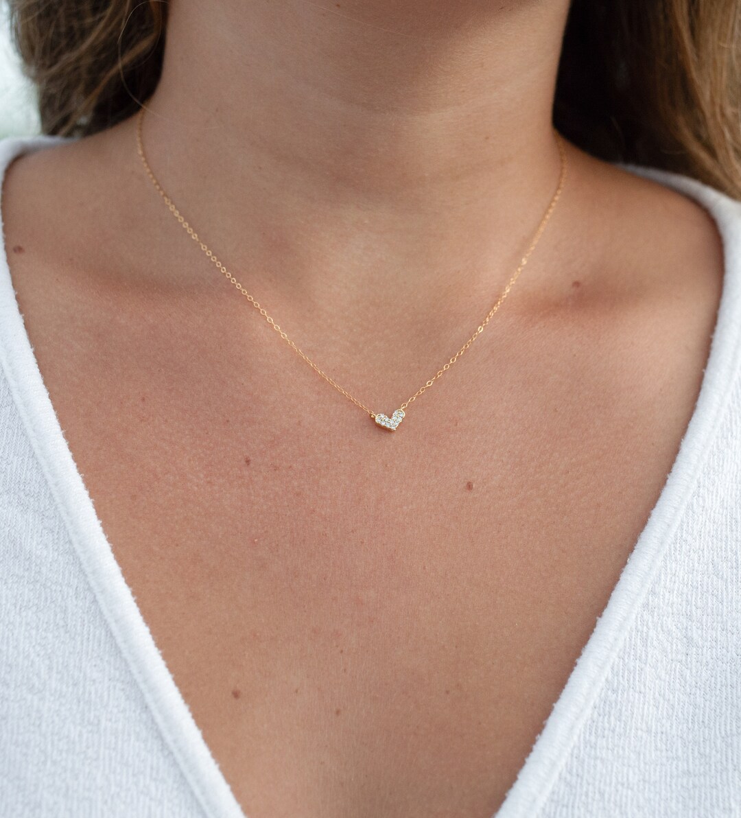 Tiny Heart Necklace, Dainty Heart Necklace, Necklaces, Heart Necklace ...