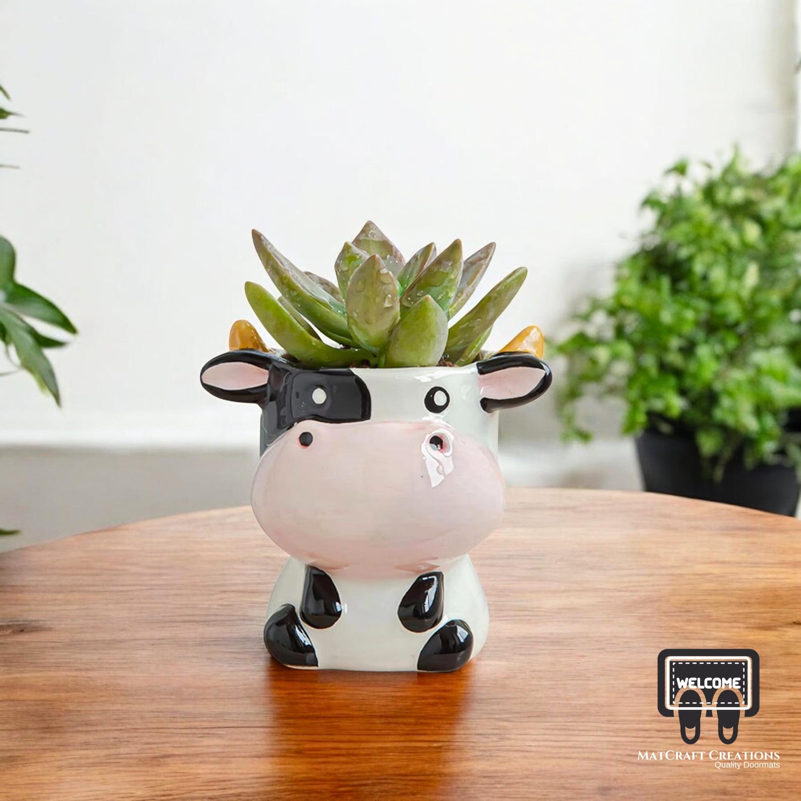 Small Cow Decorative Flower Box, Indoor Ceramic Succulent Plant Pot ...