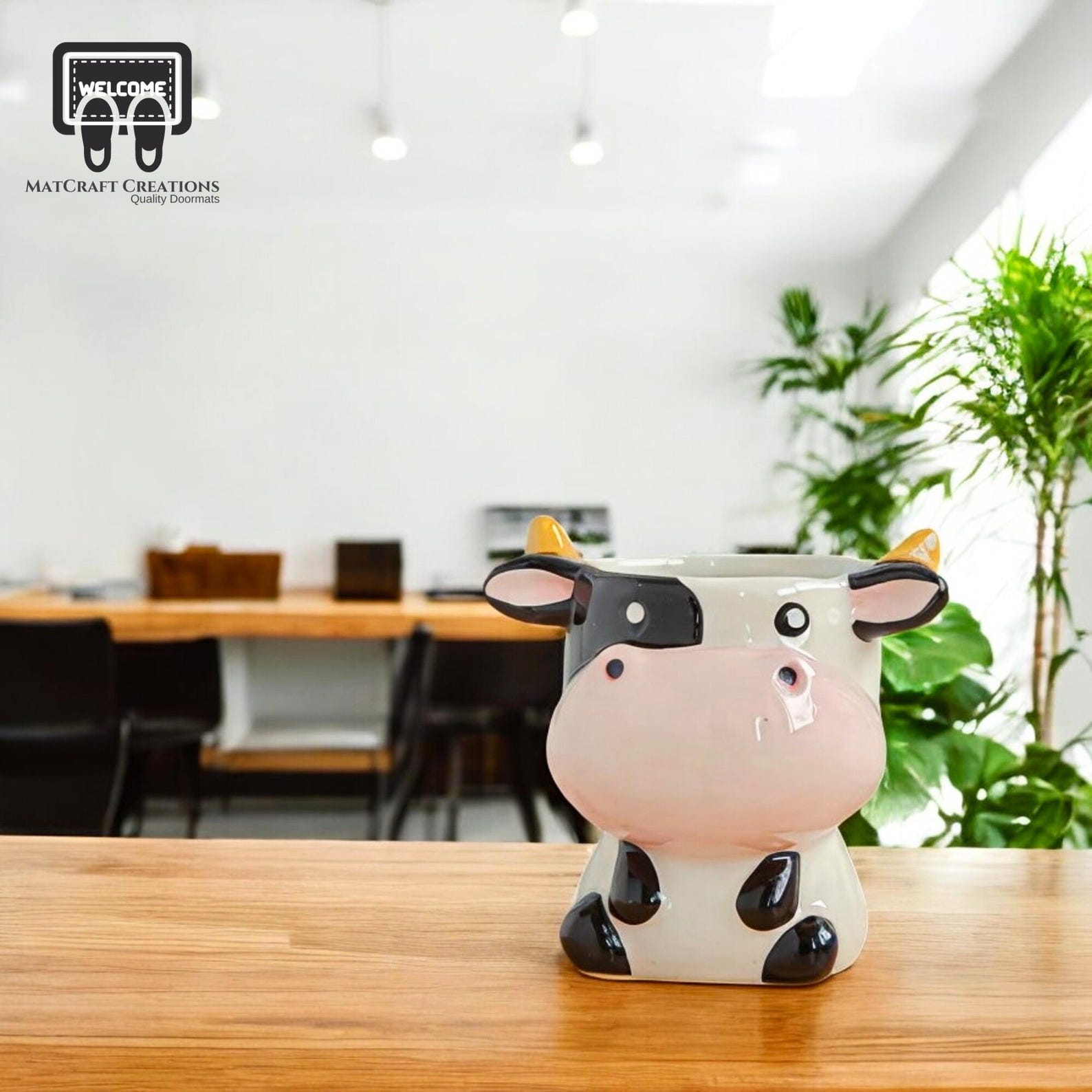 Small Cow Decorative Flower Box, Indoor Ceramic Succulent Plant Pot ...