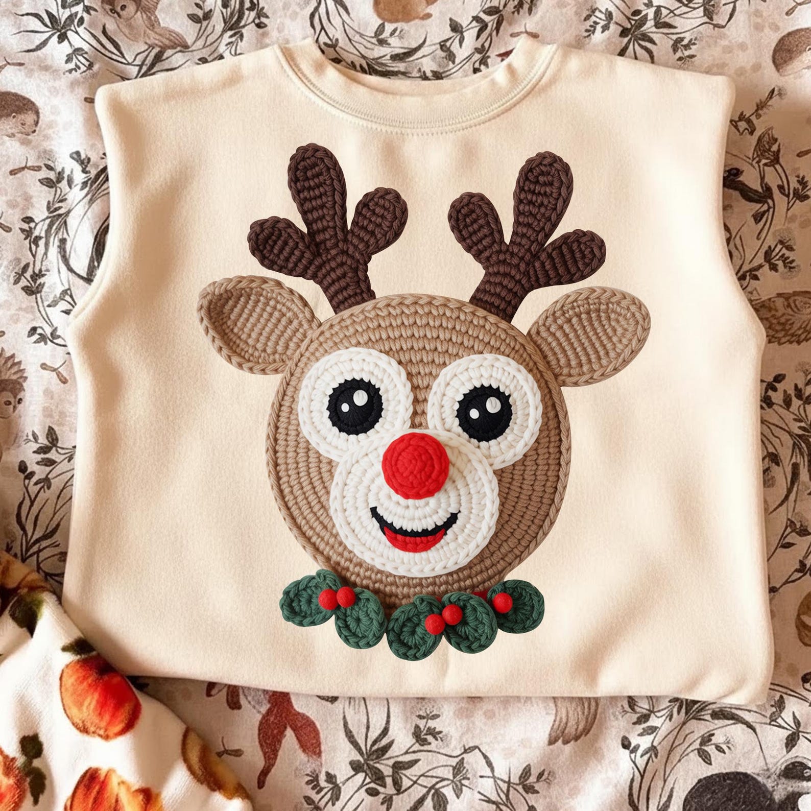 Crochet Reindeer Face PNG, Cute Rudolph Christmas Digital Download ...