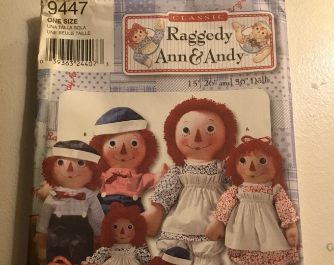 Vintage Raggedy Ann and Andy Simplicity Pattern 15” 26” and 36” Doll ...
