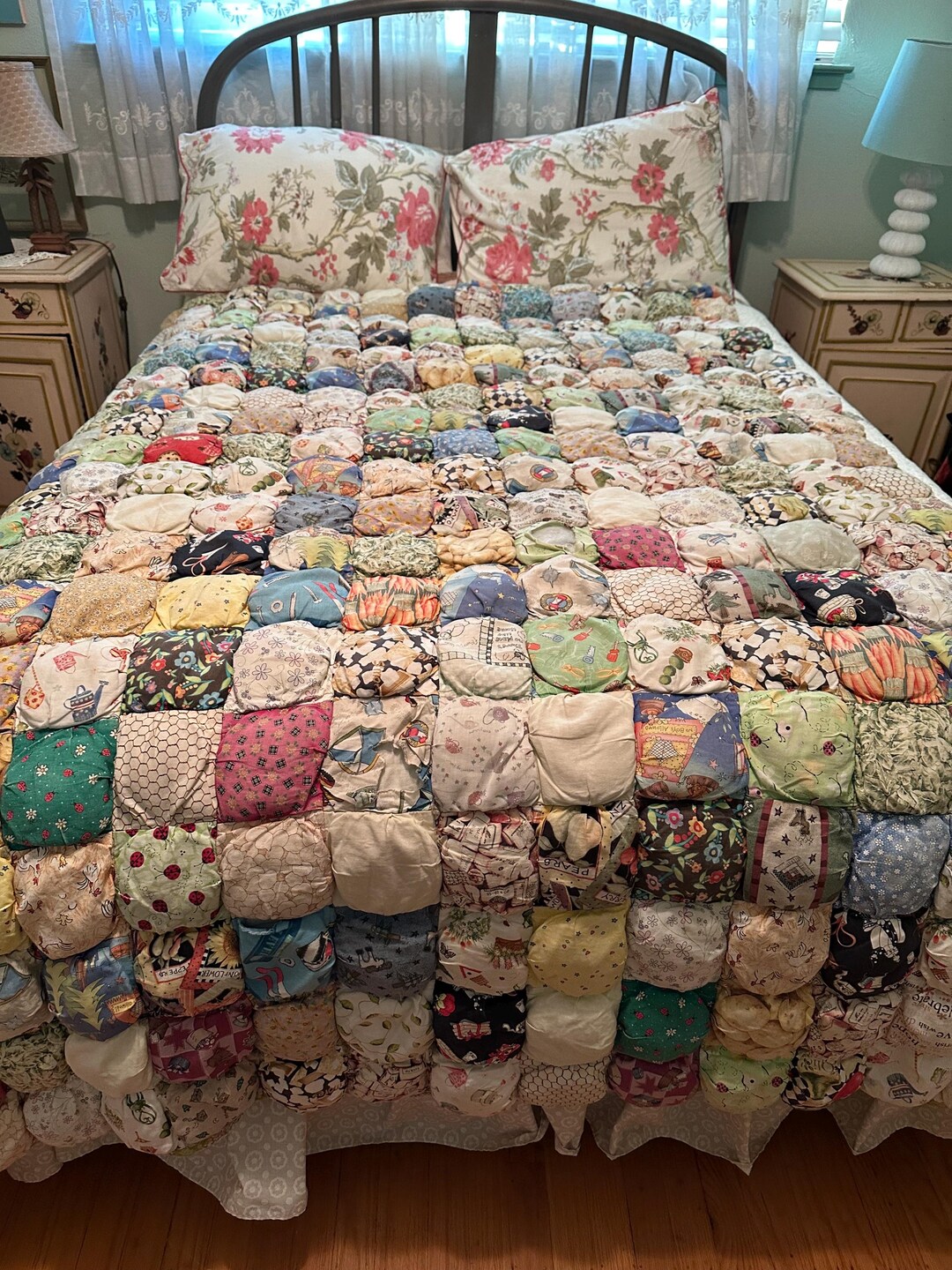 Vintage Puff Bubble Biscuit Scrap Quilt Patchwork 79 X 52 - Etsy