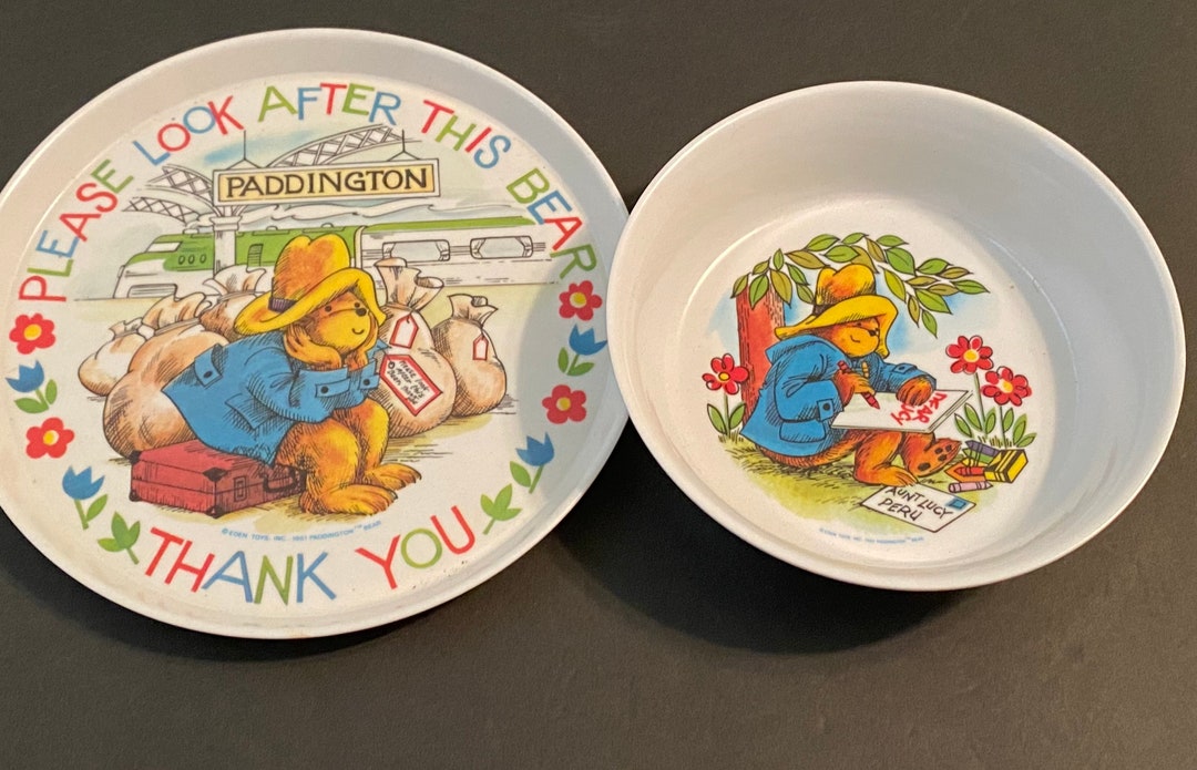 Vintage 1981 Paddington Bear Melamine Plate and Bowl Set Children’s ...