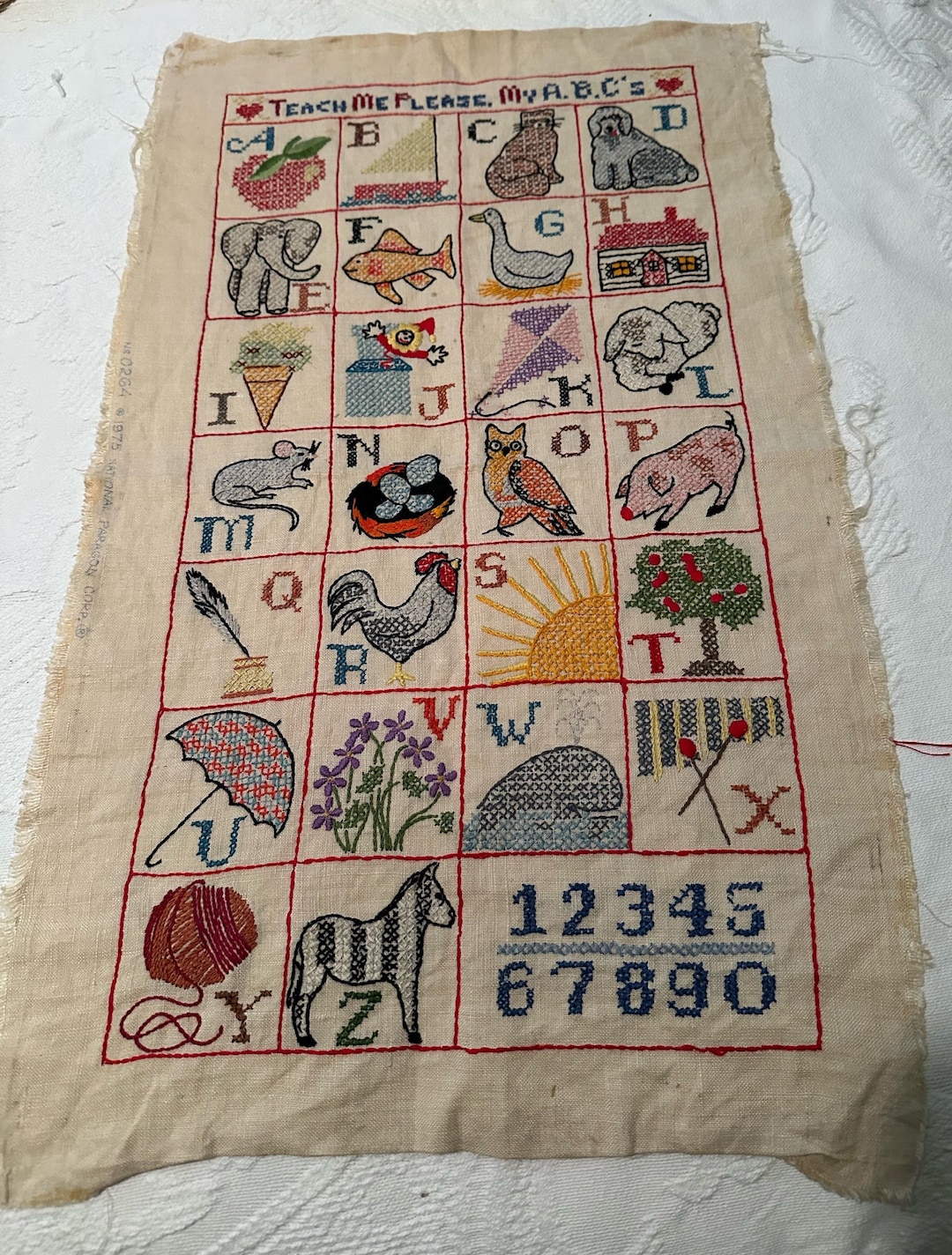 Vintage Embroidered Alphabet Sampler Children's Sampler Nursery Decor ...