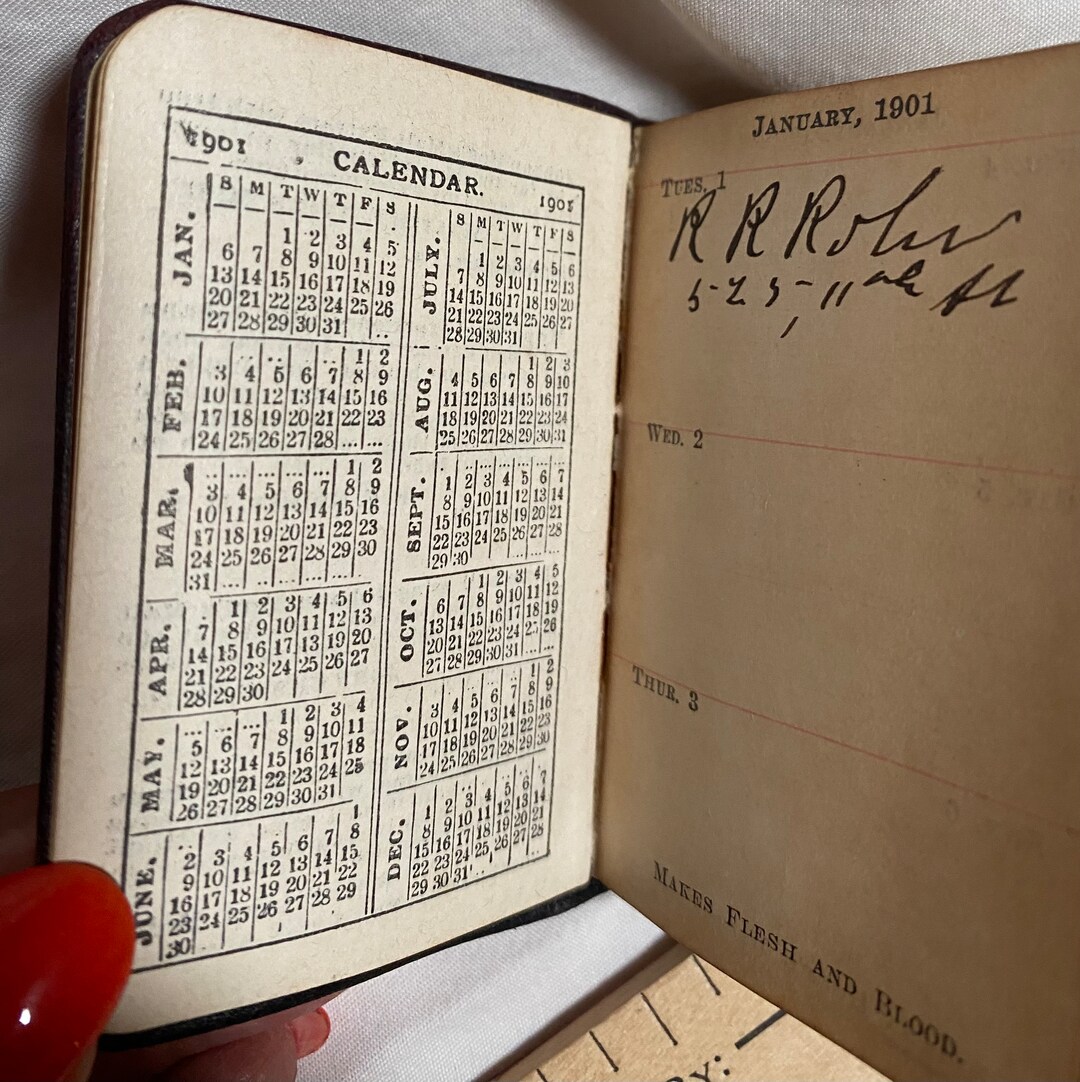 Antique 1901 Miniature Calendar Leather Note Book - Etsy