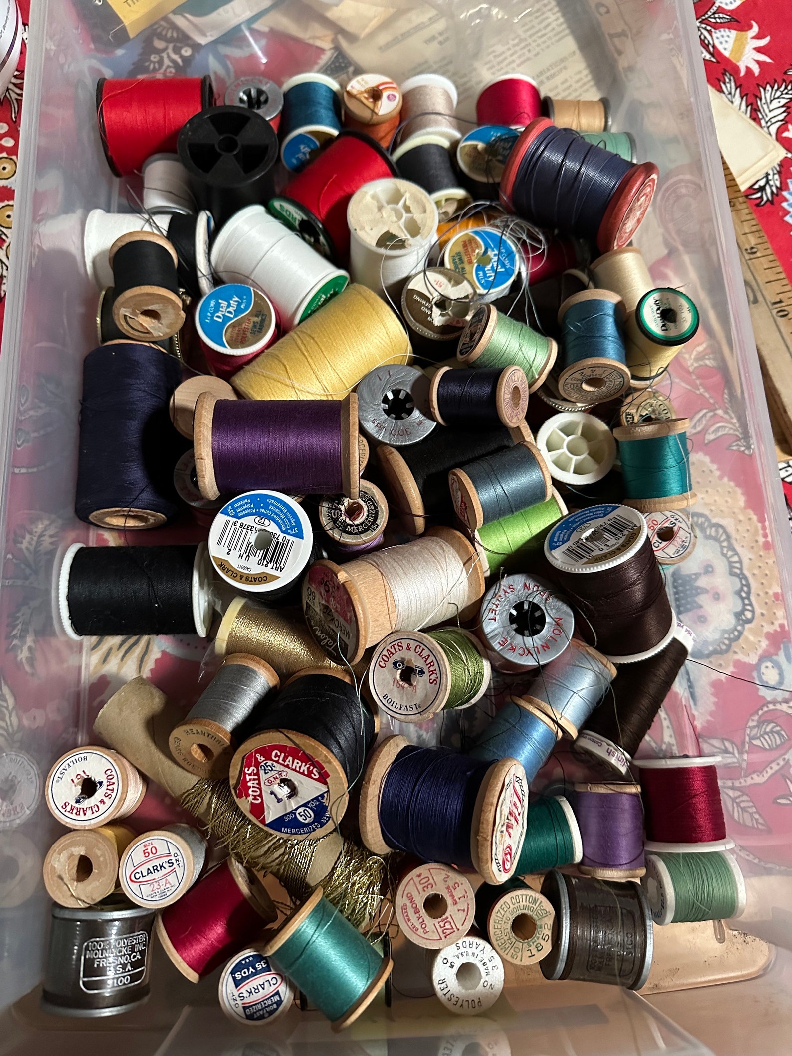 Lot of Vintage Spools of Thread Wood - Etsy