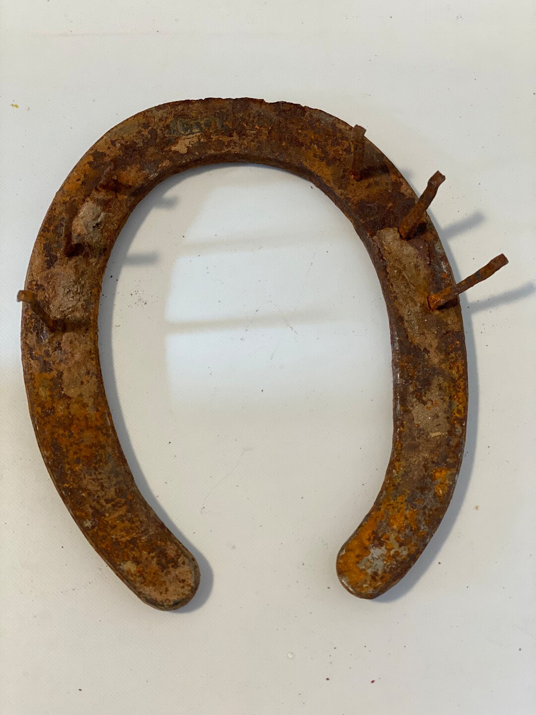 Vintage Old Rusty Crusty Horseshoe With Rusty Nails Western Decor ...