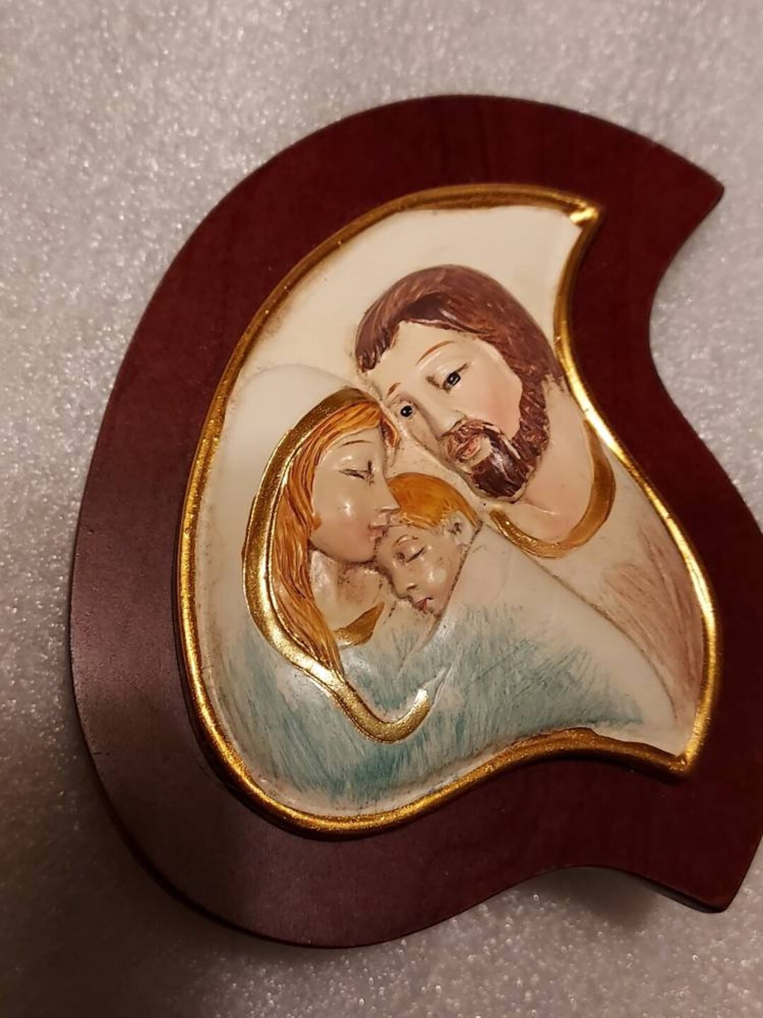 Vintage Italian Holy Family Profile Icon Plaque With Stand - Etsy
