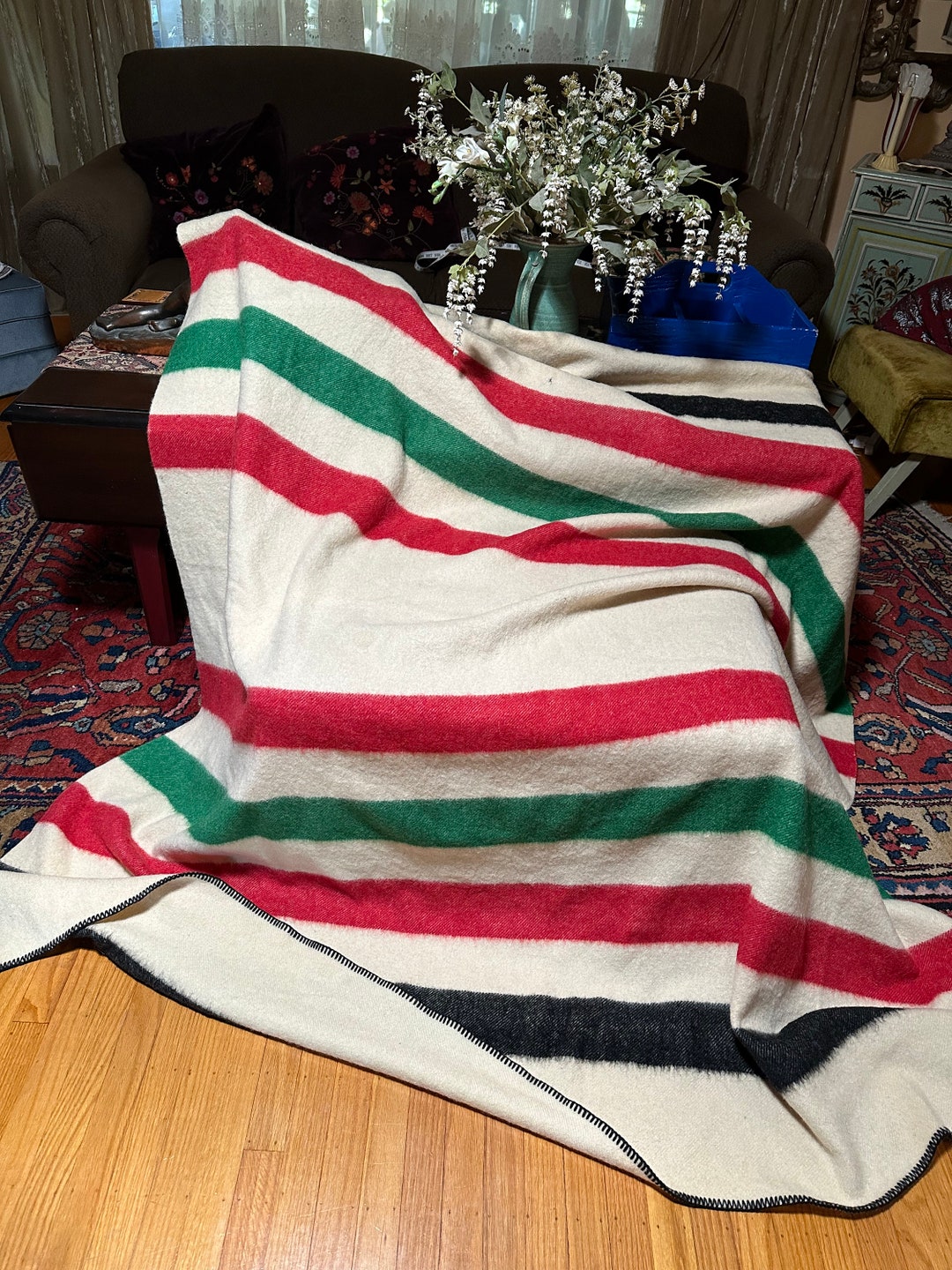 Vintage Striped Wool Oregon Wool Blanket 80 X 76 - Etsy