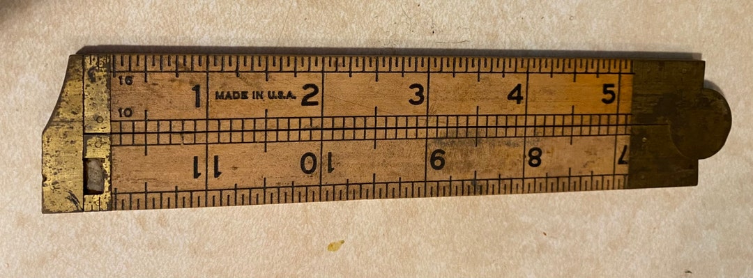 Vintage Stanley 36 1/2 Caliper Rule Boxwood and Brass Folding Ruler ...