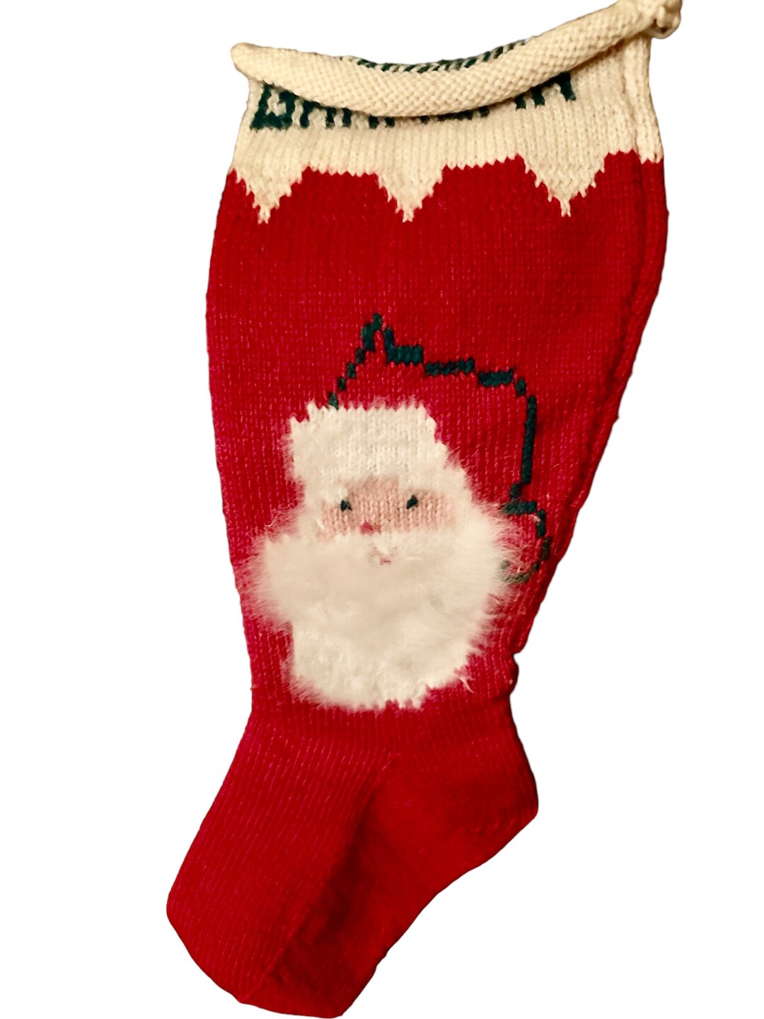 Vintage Hand Knitted Christmas Stocking Monogrammed Grandma Double ...
