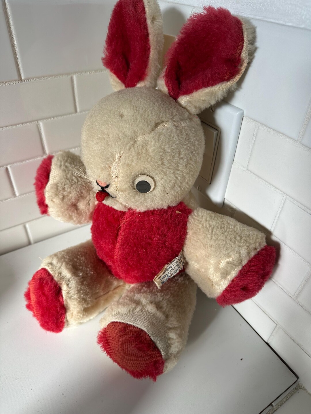 Vintage Gund Creation Stuffed Red and White Woolly Teddy Bear Plush 13 ...
