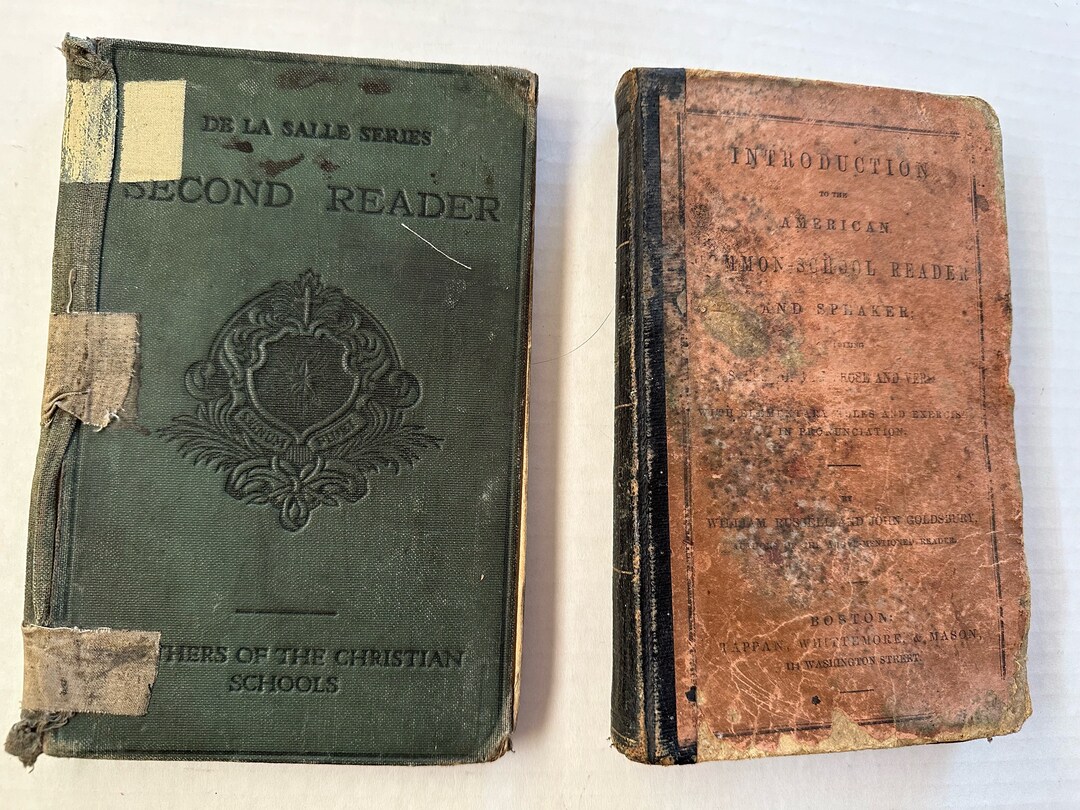Lot of Two Antique English Reader Teaching Books Rudiments of Elocution ...