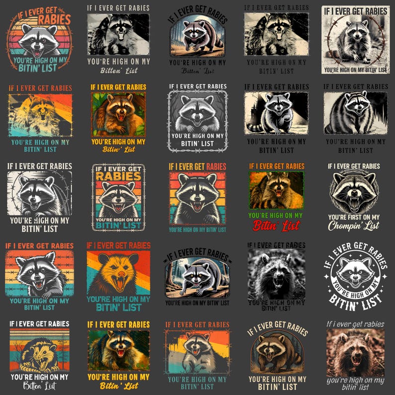 If I Ever Get Rabies PNG Bundle 25, Funny Dark Humor Quote Clipart ...