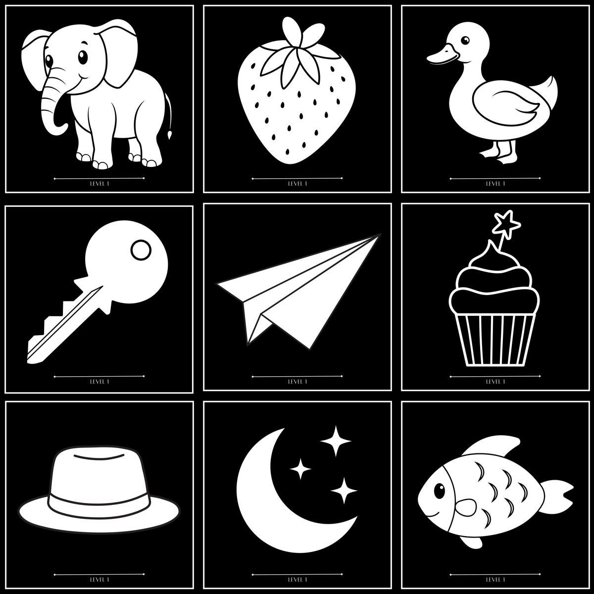 30 Sensory Black and White Cards for Baby Stimulation (for Babies 0-3 ...