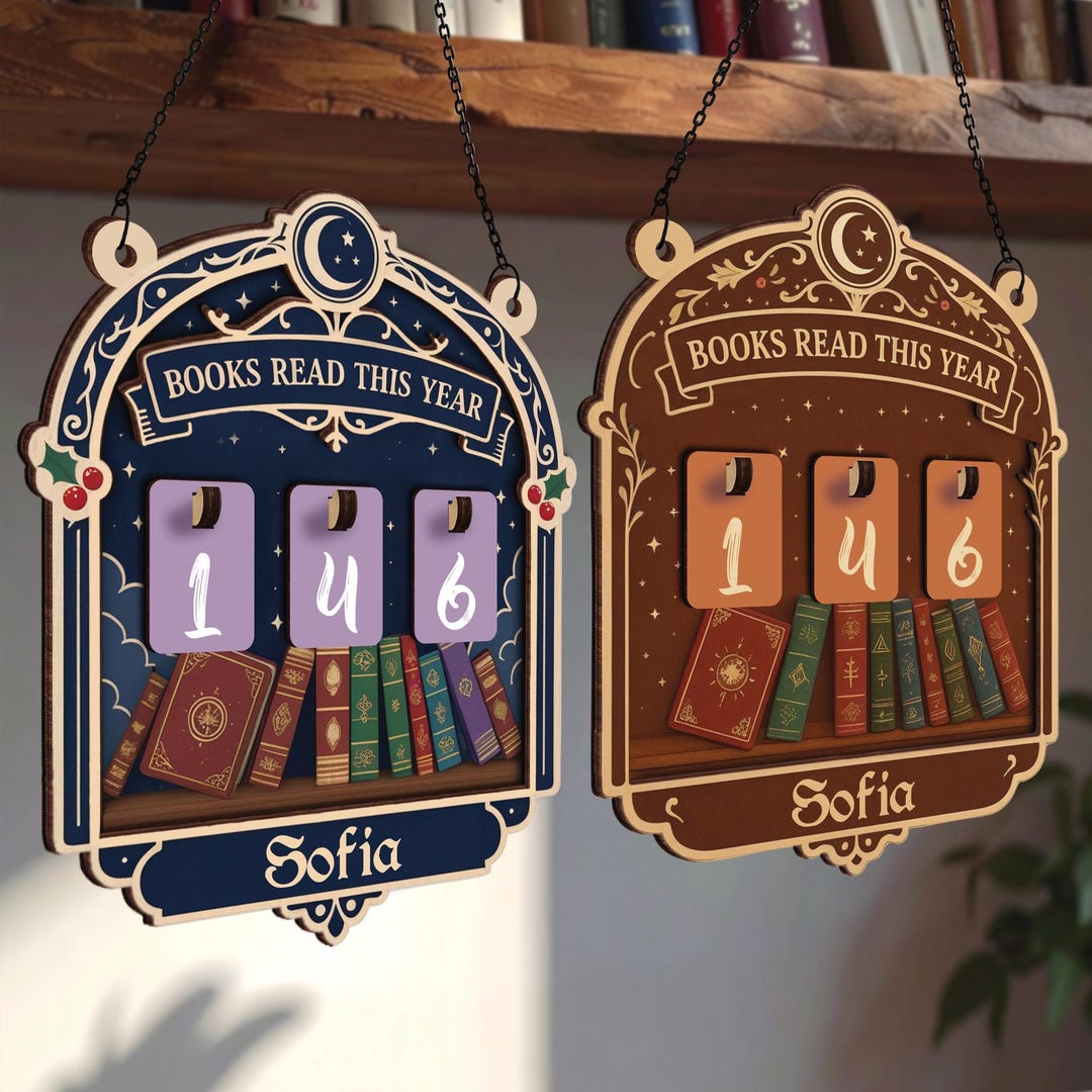 Personalized Reading Tracker Sign With Custom Name, Book Counter ...