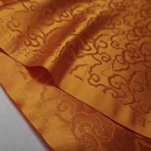 Orange Brocade Fabric: Cloud Jacquard, Wedding & Cosplay Dress Material ...