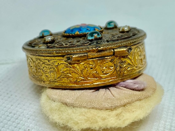 Antique GORGEOUS Tiny Powder Compact Pill Box Pocket … - Gem