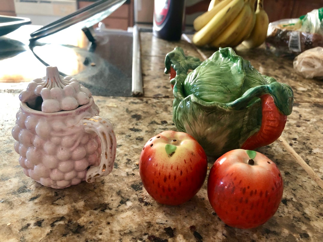 Vintage Apple Shakers & Sugar Bowls Cute Bright and Cheerful - Etsy
