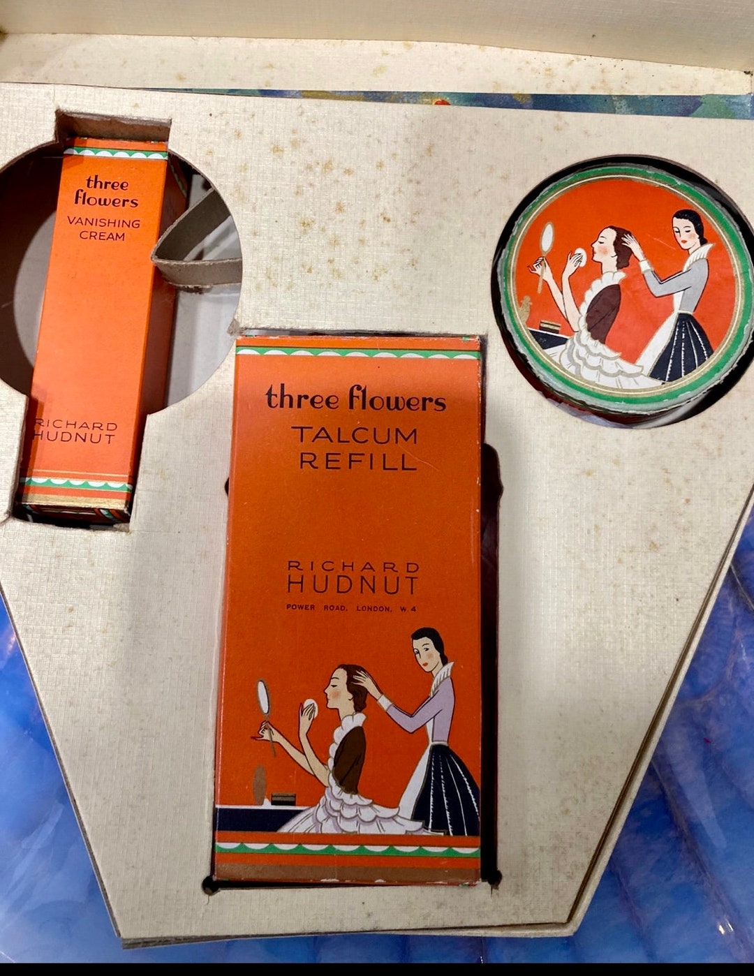 Wartime Richard Hudnut Gift Set Three Flowers Extremely Rare Museum ...