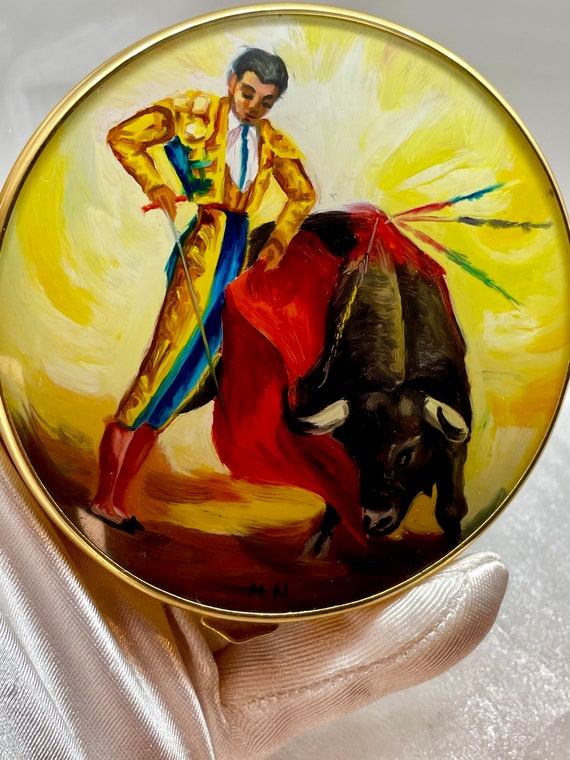 Matador Compact Hand painted enamel 1940 Vintage Coll… - Gem