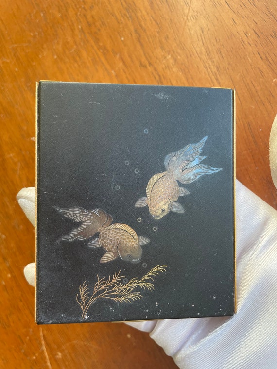 Fish Powder compact collectible Beautiful golden Koi … - Gem