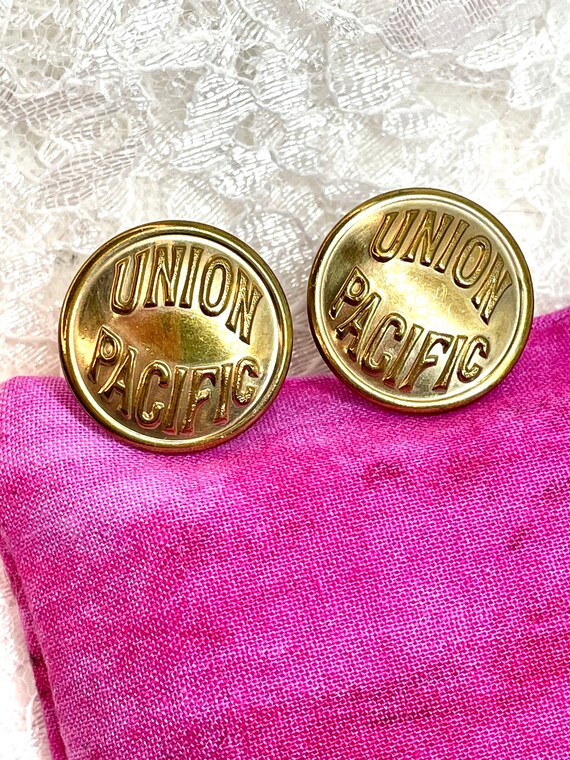 Vintage Railroad cufflinks Union Pacific Marked Sterl… - Gem