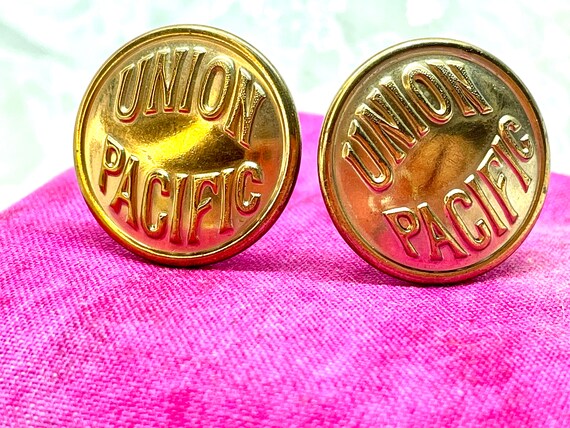 Vintage Railroad cufflinks Union Pacific Marked Sterl… - Gem