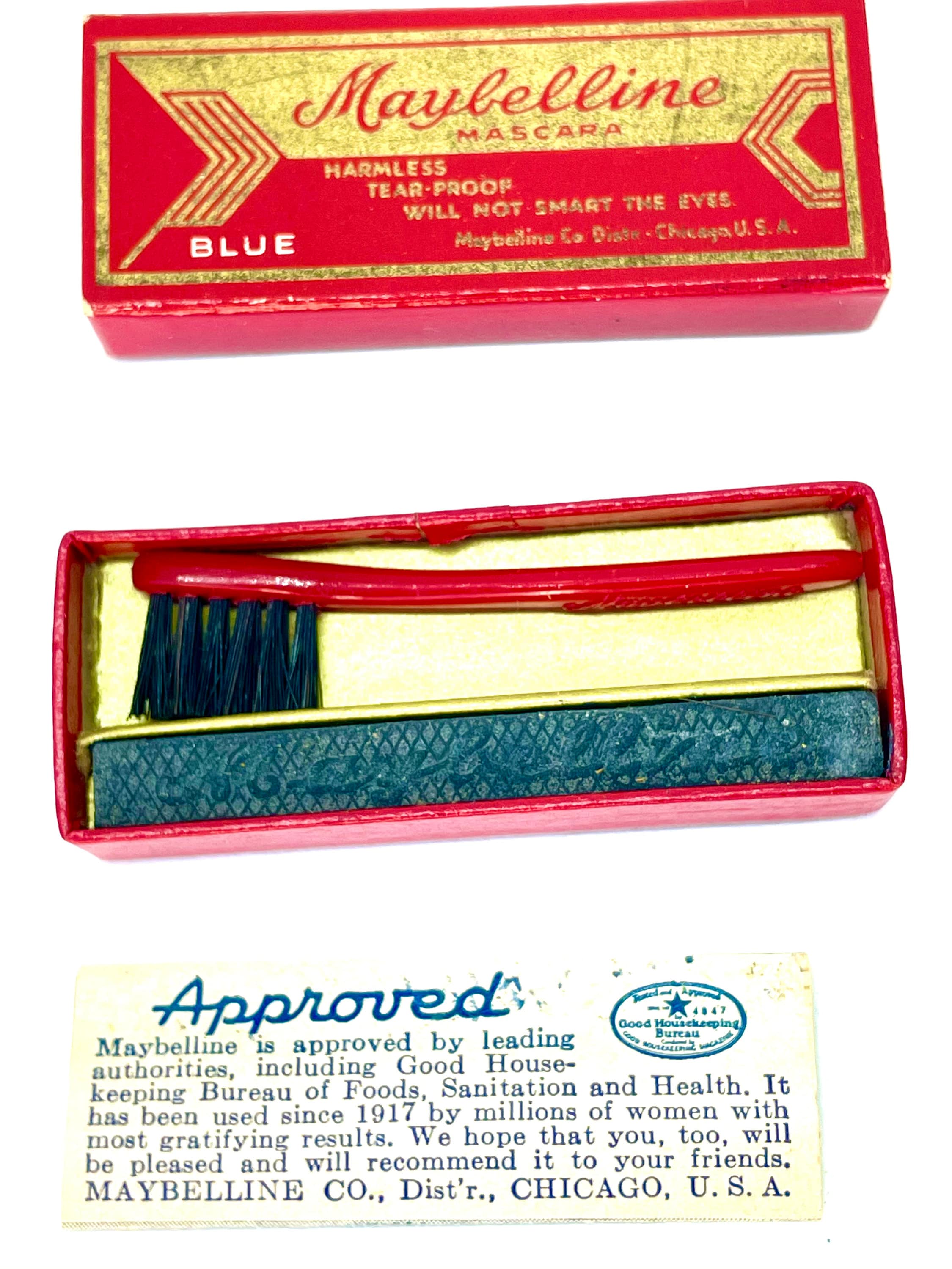 Maybelline Blue Cake Mascara Complete Unused With Red Signed Brush Cardboard Slide Box RARE Etsy UK