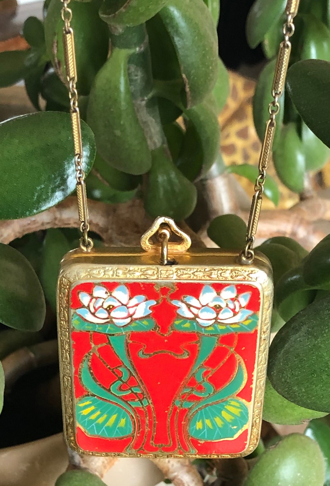 Red Enamel Coin Compact Quality Asian Red Gold Plated Gorgeous - Etsy ...