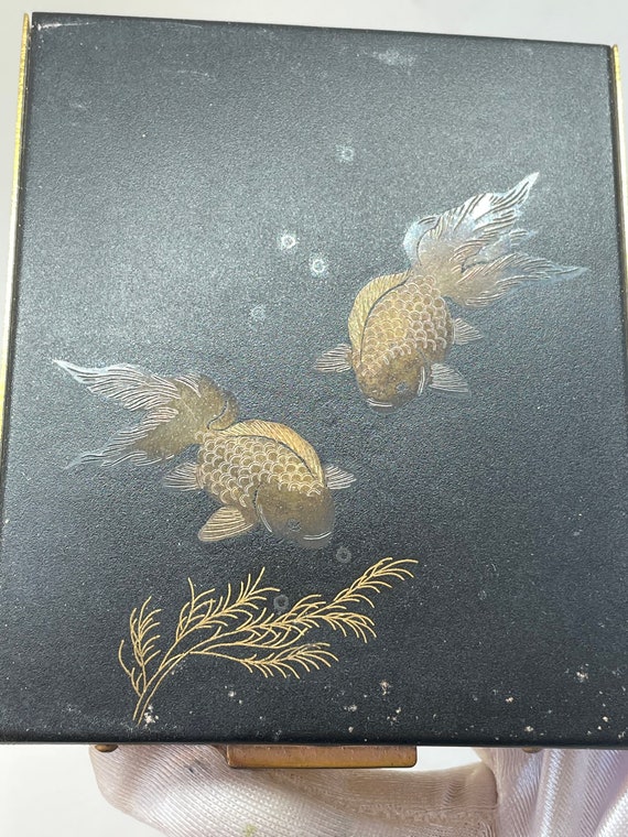 Fish Powder compact collectible Beautiful golden Koi … - Gem