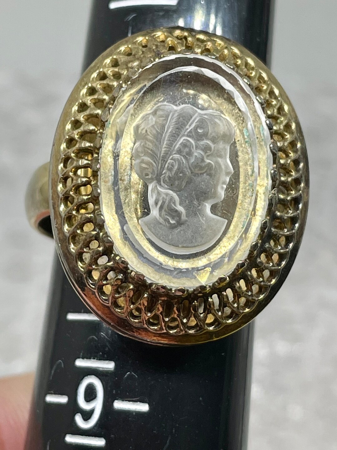 Vintage Victorian Signed Whiting & Davis Cameo Intaglio Gold Tone ...
