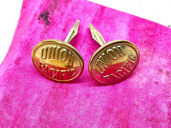 Vintage Railroad cufflinks Union Pacific Marked Sterl… - Gem