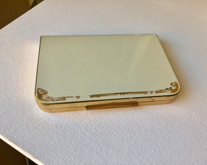 Lentheric Compact 1930 14k Gold Plate White Enamel Both Sides With Top ...