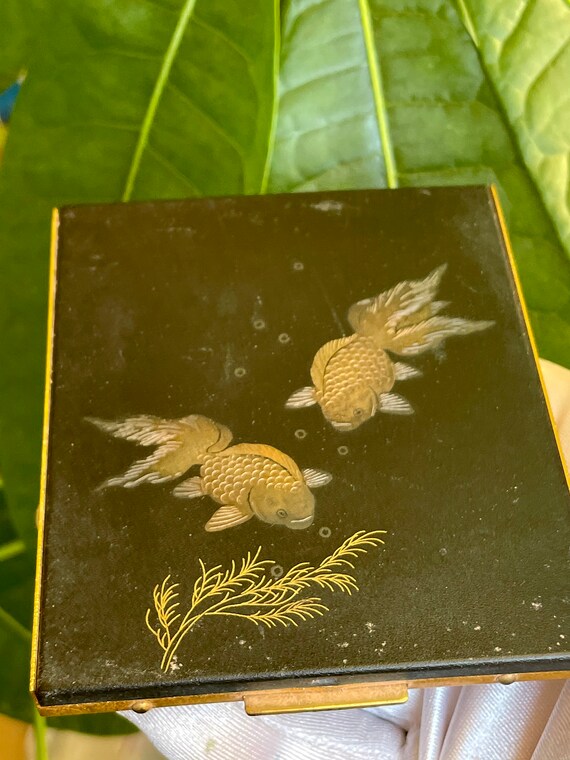 Fish Powder compact collectible Beautiful golden Koi … - Gem