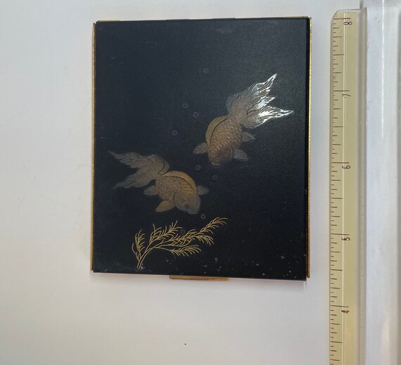 Fish Powder compact collectible Beautiful golden Koi … - Gem