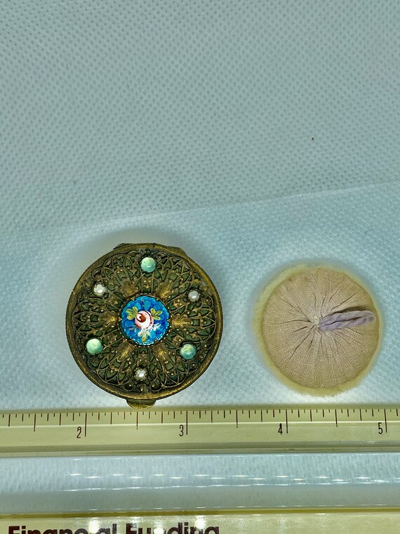 Antique GORGEOUS Tiny Powder Compact Pill Box Pocket … - Gem