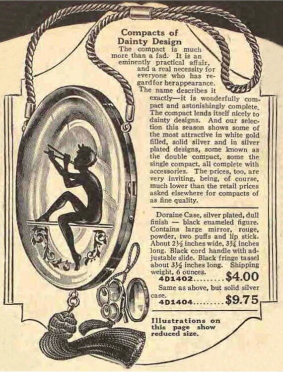 Rare Sterling Dance Compact 1920 Elgin Hefty Silver E… - Gem
