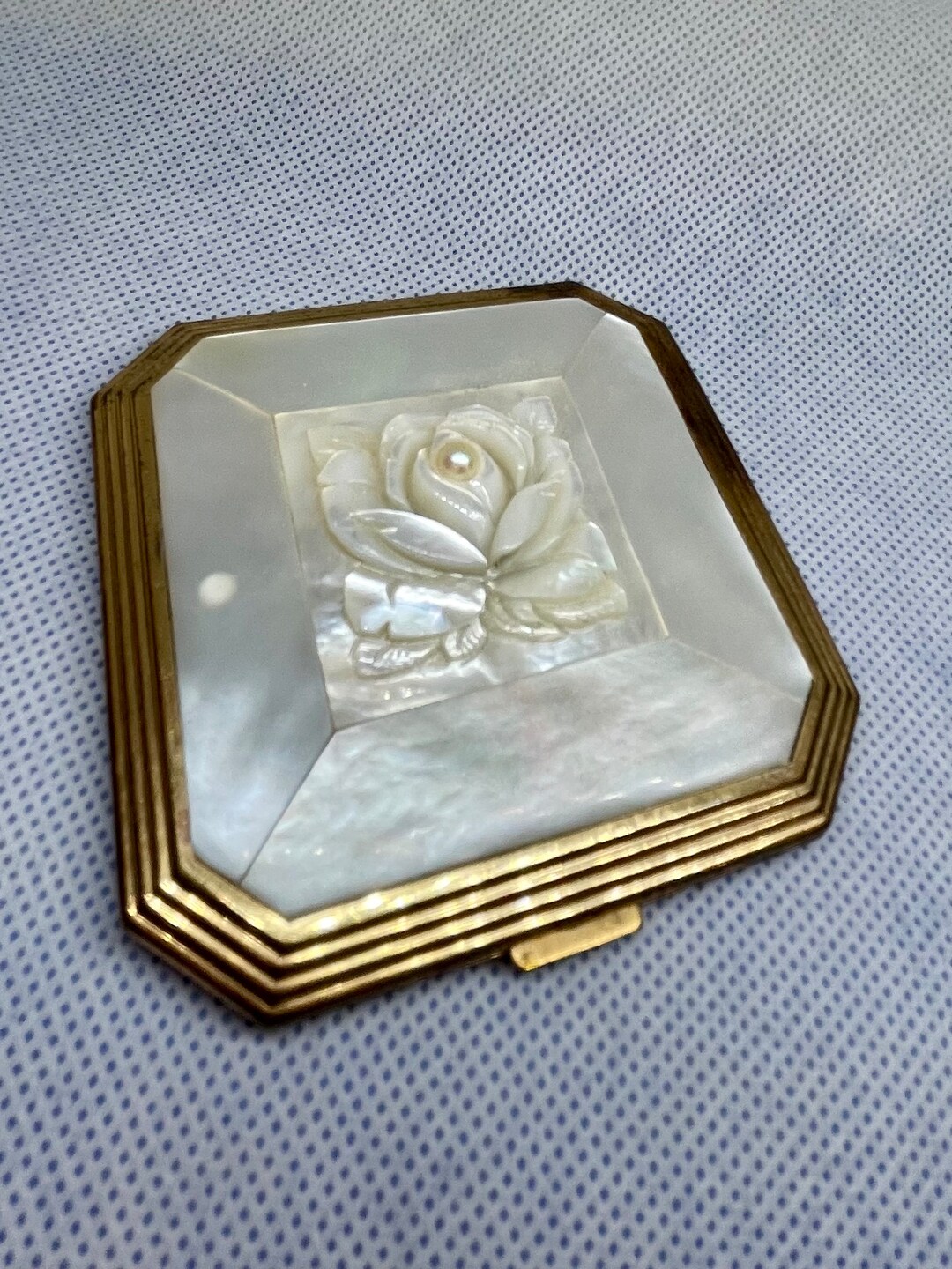 Gorgeous MOP Compact Rose Flower With Center Pearl 1950 - Etsy