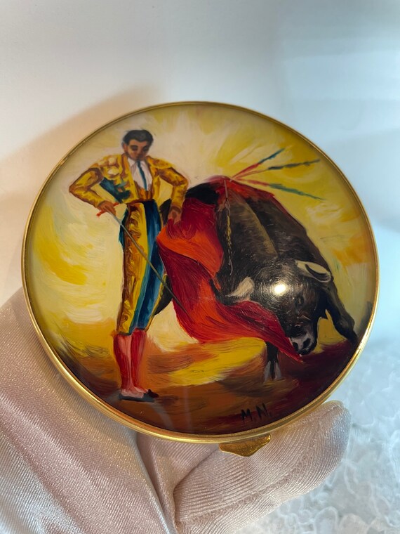Matador Compact Hand painted enamel 1940 Vintage Coll… - Gem