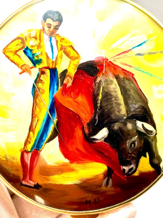 Matador Compact Hand painted enamel 1940 Vintage Coll… - Gem