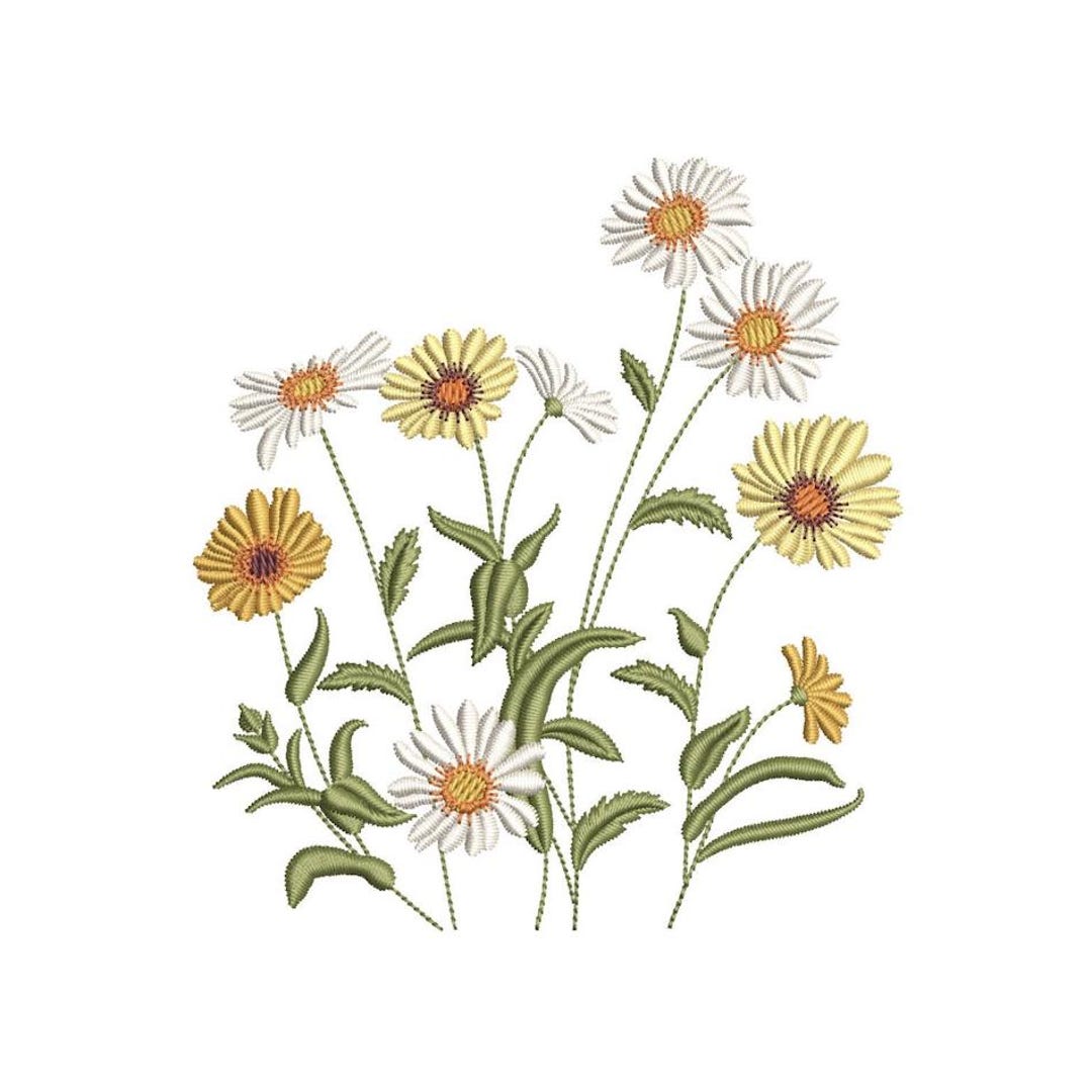Daisy Wildflower Bouquet Machine Embroidery Design for Embroidery ...